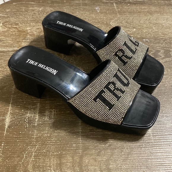 True Religion | Shoes | True Religion Embellished Block Heel Mule ...